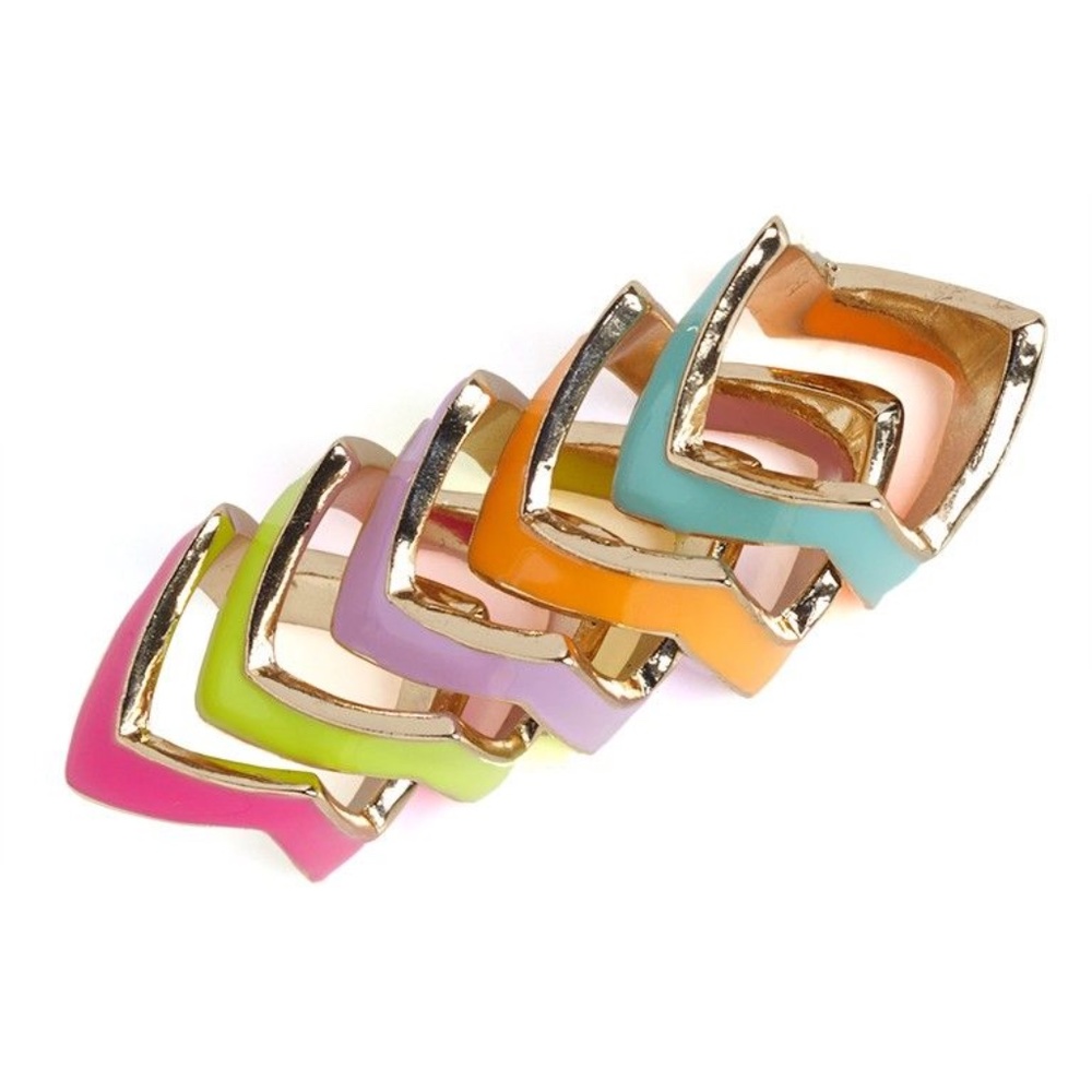Neon Rainbow Chevron Stacking Rings - Gem